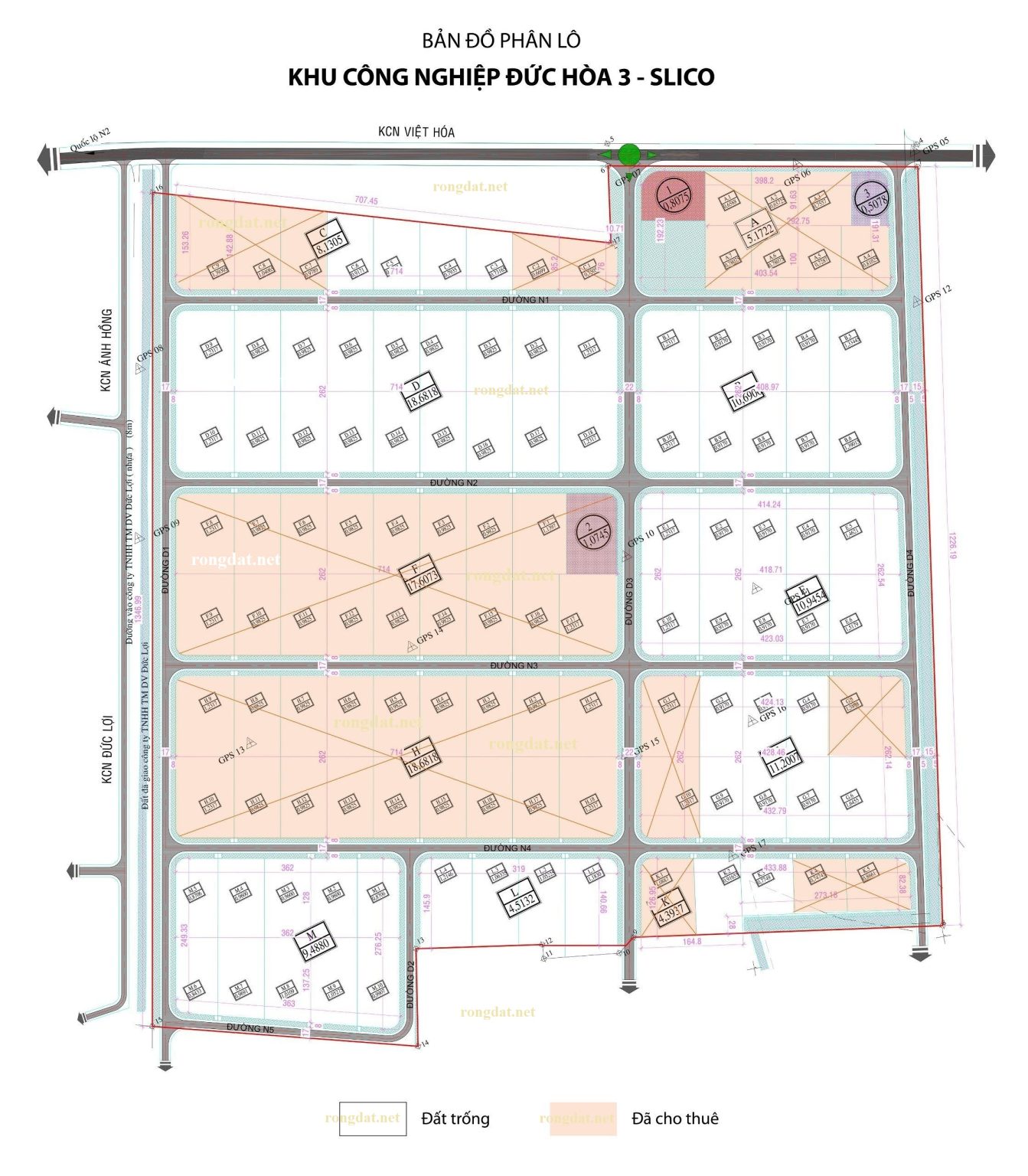 Bán 9.488 Ha đất Trong Khu Công Nghiệp Đức Hòa III - Slico, Long An.
